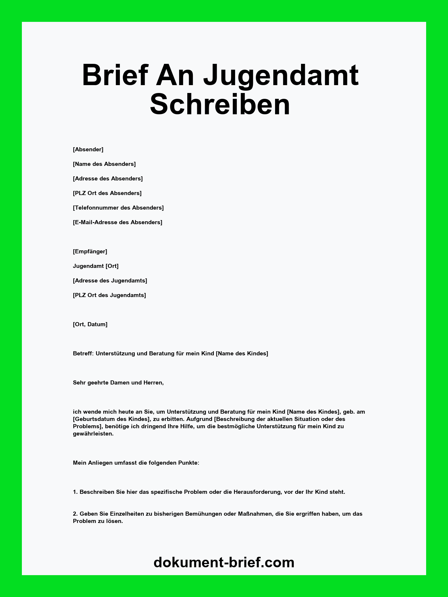 Brief An Jugendamt Schreiben Muster