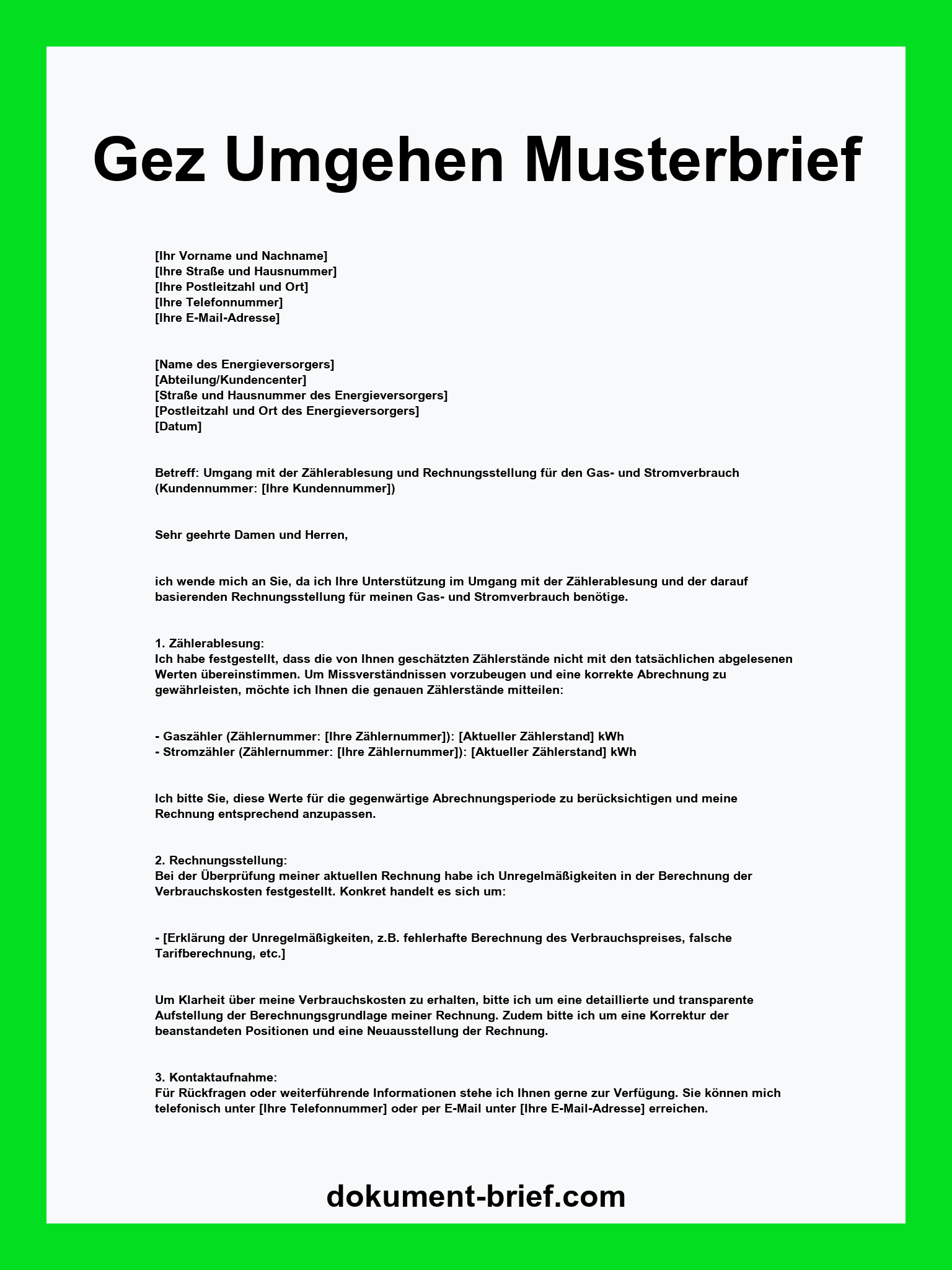 Musterbrief - Gez Umgehen