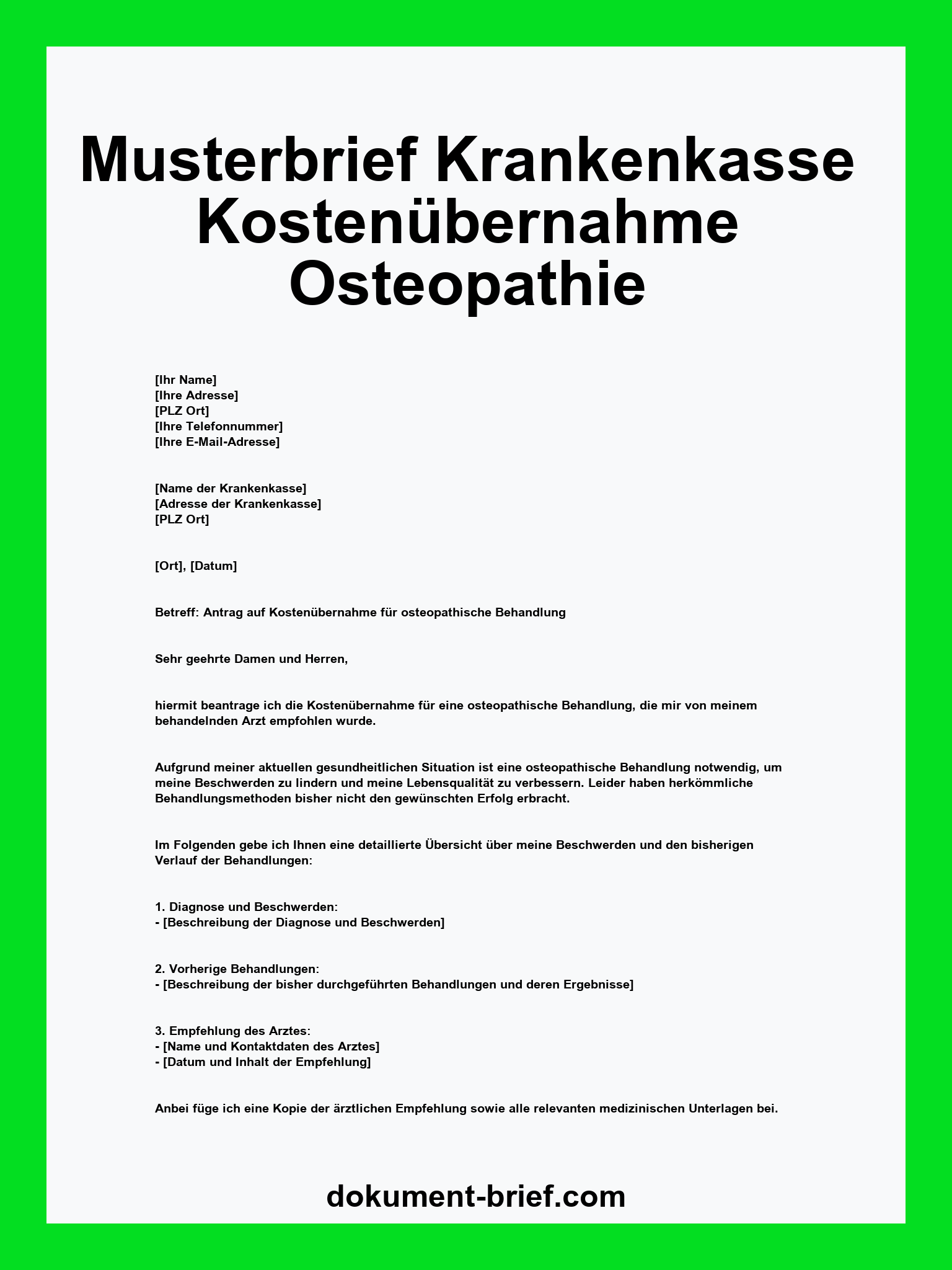 Kostenbernahmeantrag Krankenkasse Muster