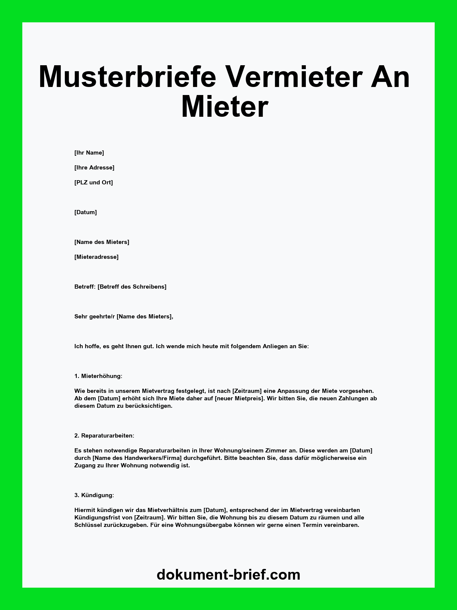 Musterbrief - e Vermieter An Mieter
