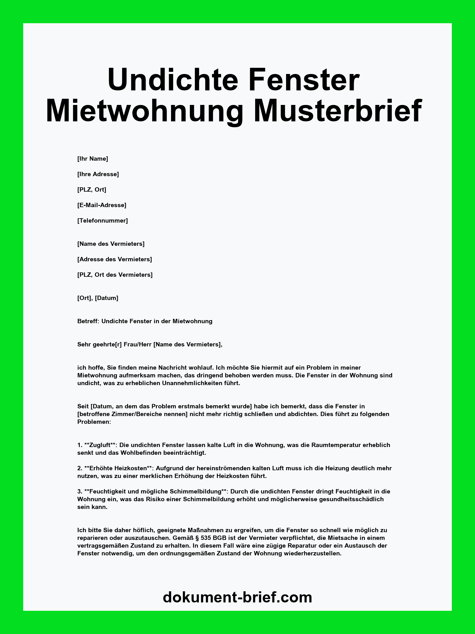 Mietwohnung Undichte Fenster